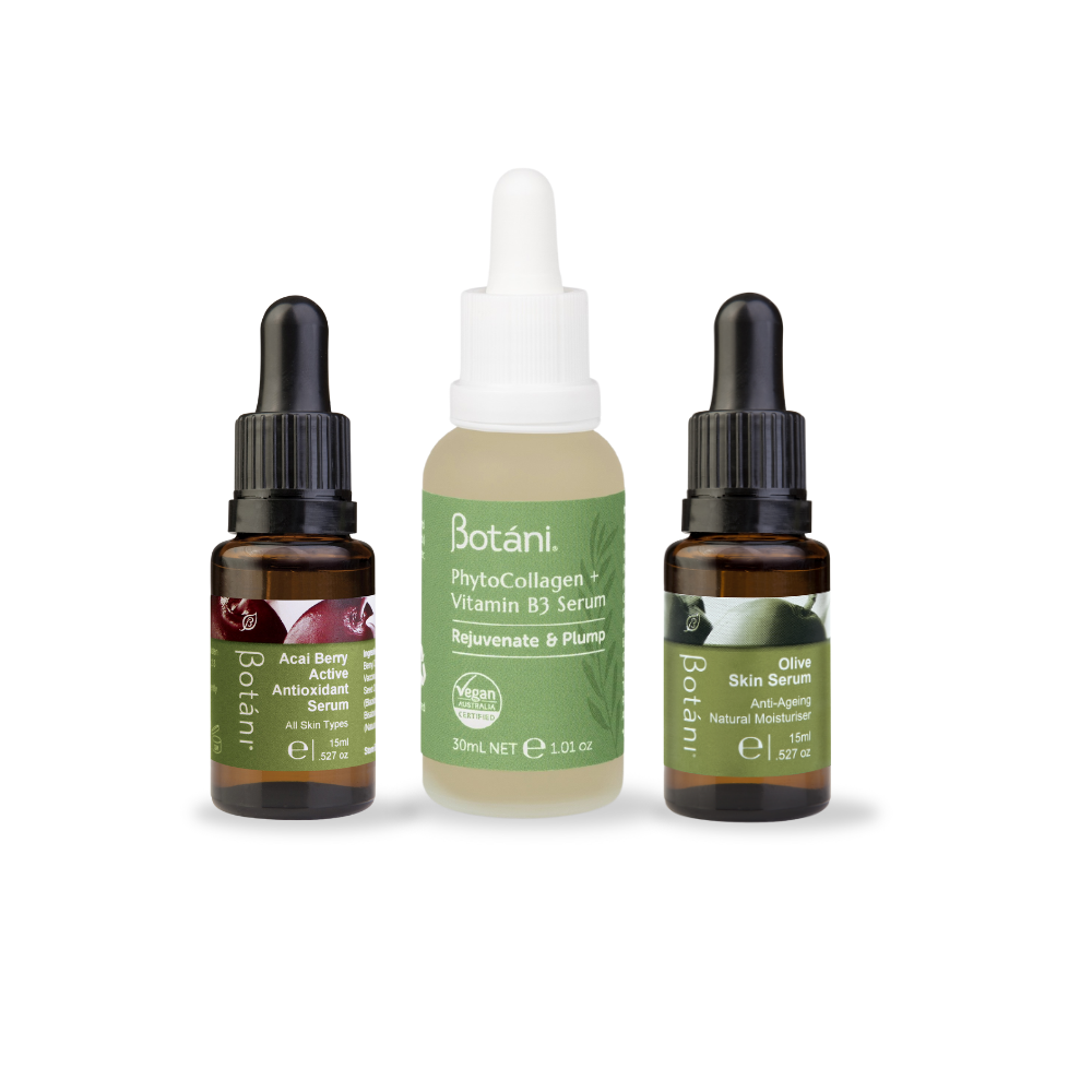 Vegan Plump & Glow Serum Bundle: Age-Defying Trio | Antioxidant
